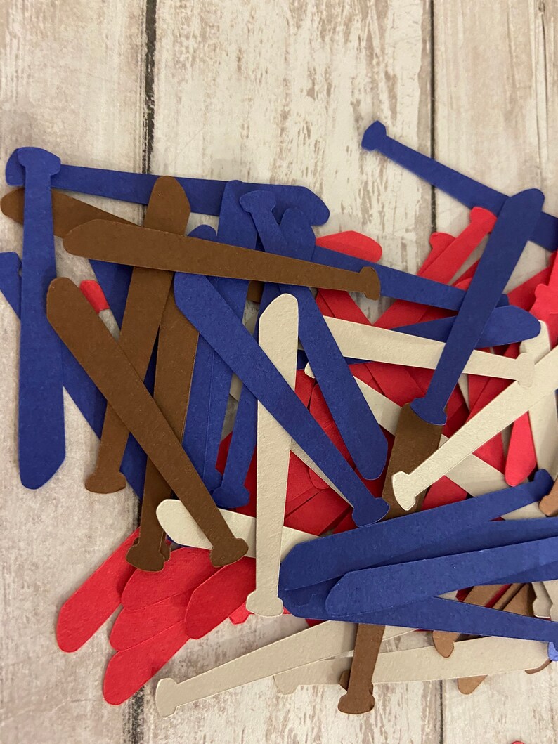 100 Assorted Baseball Bat Confetti, Die Cut, Baseball Baby Shower ...
