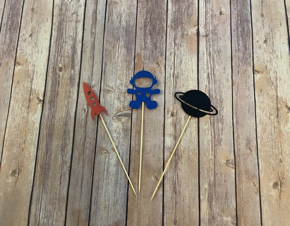 Set of 3 Space Theme Centerpieces Space Cake Toppers Space | Etsy