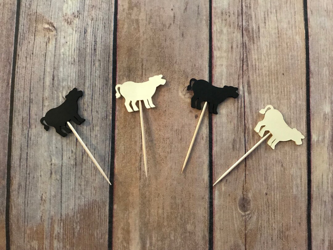 24 Farm Theme Cow Toothpicks, Farm Theme Baby Shower, Birthday Party ...