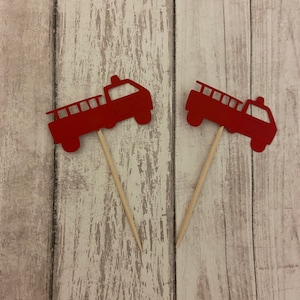 24 Fire Truck Toothpicks, Fire Truck Baby Shower, Fire Truck Birthday ...