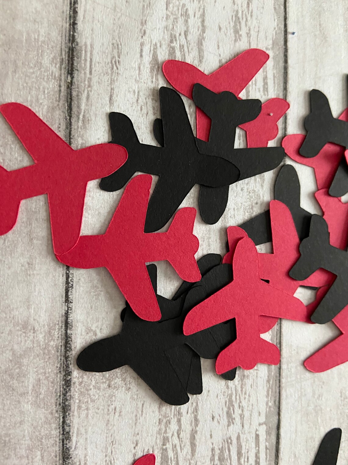 100 Assorted Red and Black Airplane Confetti, Die Cut Airplane, Baby ...