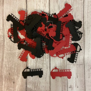 100 Assorted Firetruck Confetti, Die Cut Fire Truck, Baby Shower ...