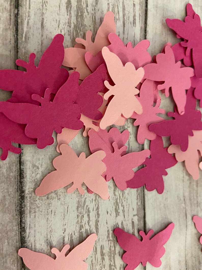 100 Assorted Pink Butterfly Confetti, Die Cut Butterfly, Baby Shower ...