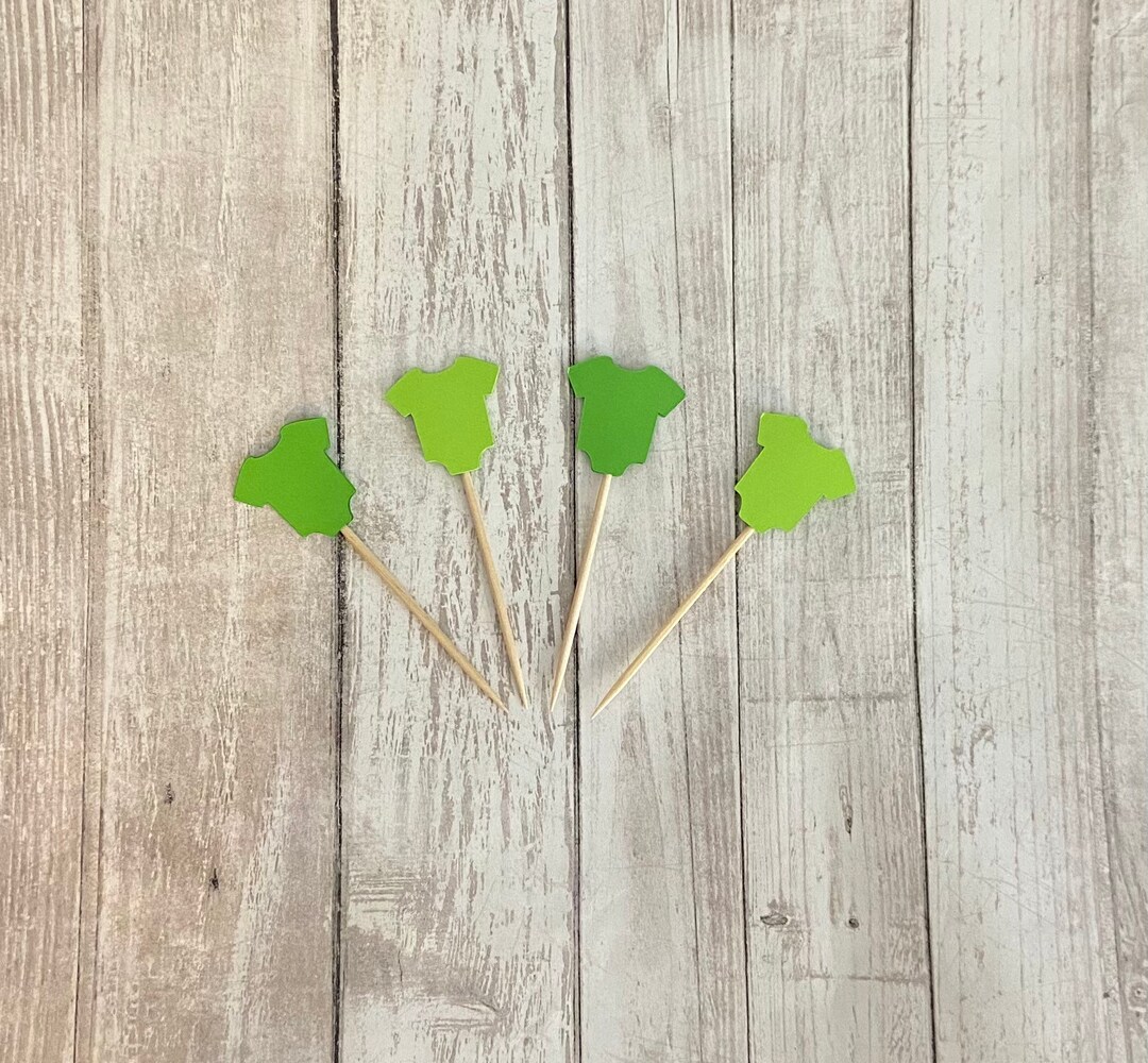 24 Green Baby Shower Toothpicks, Baby Shower, Gender Neutral Shower ...