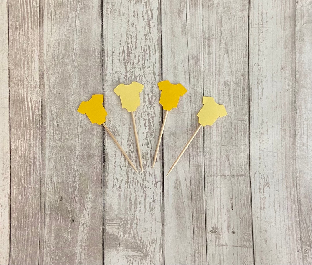 24 Yellow Baby Shower Toothpicks, Baby Shower, Gender Neutral Shower ...
