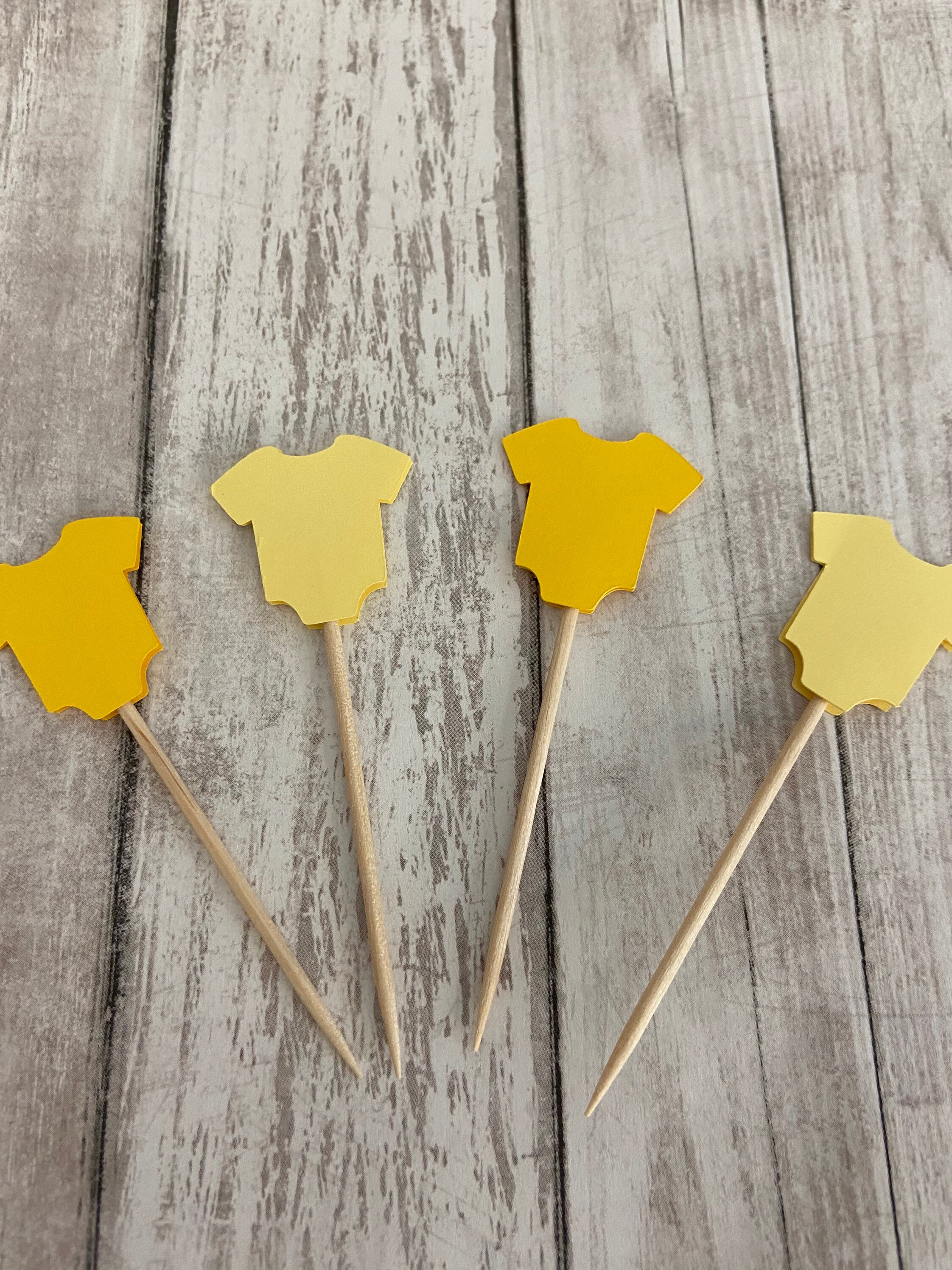 24 Yellow Baby Shower Toothpicks, Baby Shower, Gender Neutral Shower ...