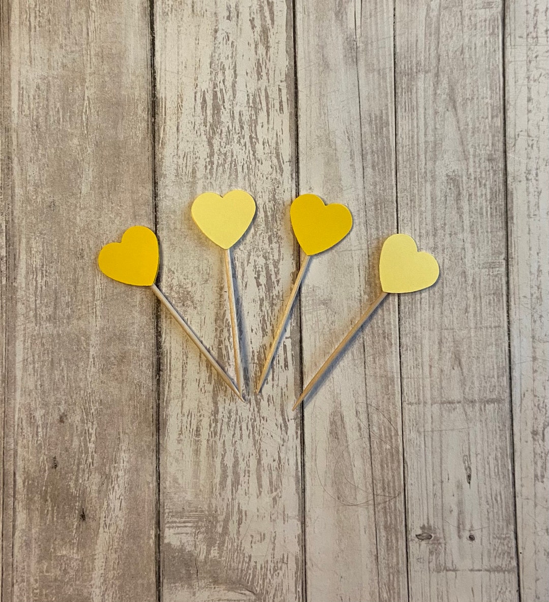 24 Yellow Heart Toothpicks, Baby Shower, Birthday, Wedding Shower ...