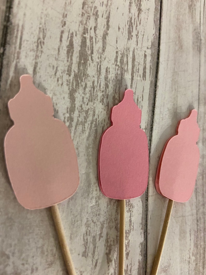 24 Pink Baby Bottle Toothpicks Baby Shower Girl Baby Shower - Etsy