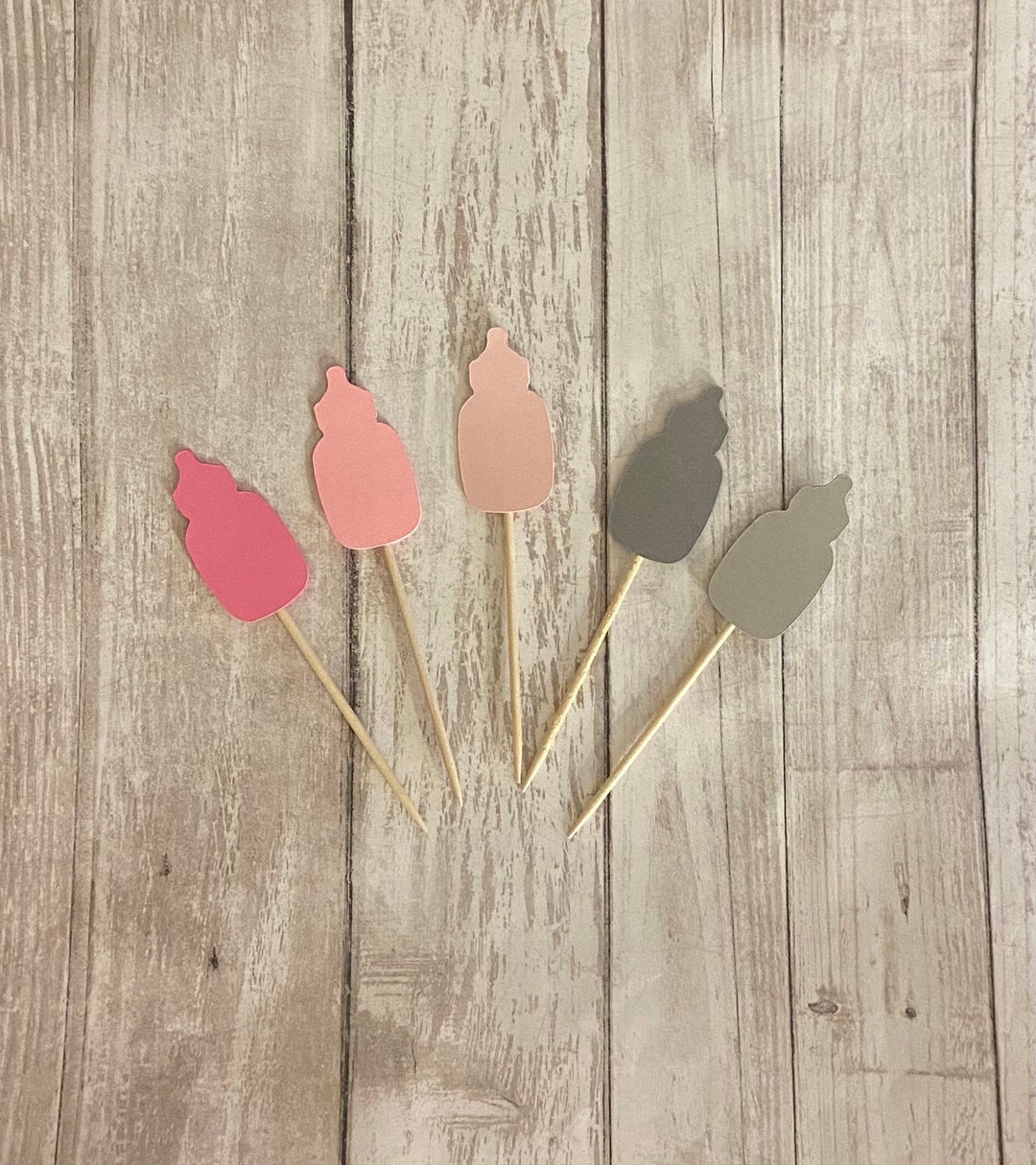 24 Pink Baby Bottle Toothpicks, Baby Shower, Girl Baby Shower ...
