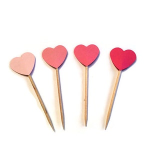 24 Pink Heart Toothpicks, Baby Shower, Birthday Party, Wedding Shower ...