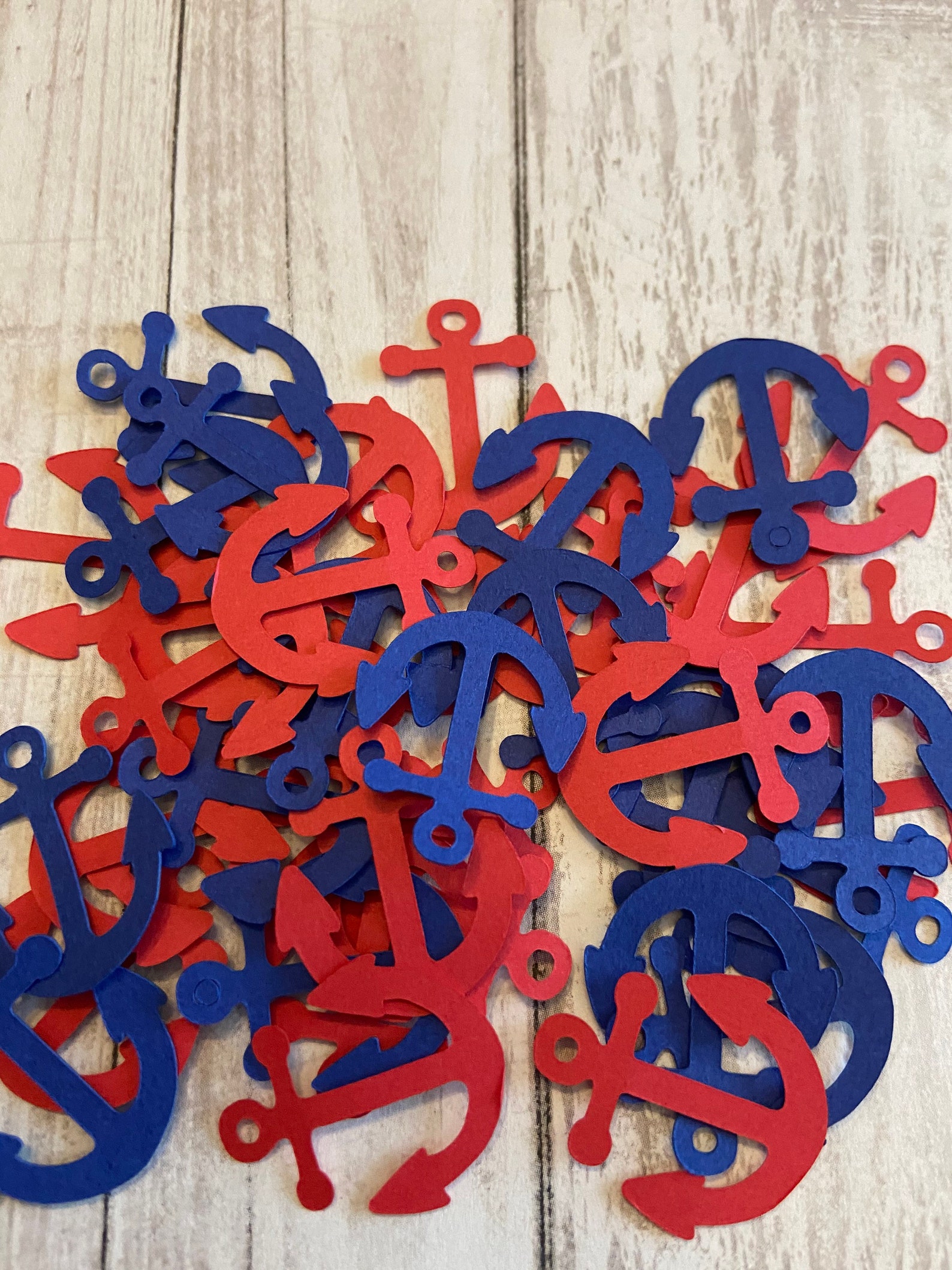 100 Assorted Red and Blue Anchor Confetti, Die Cut Anchors, Baby Shower ...