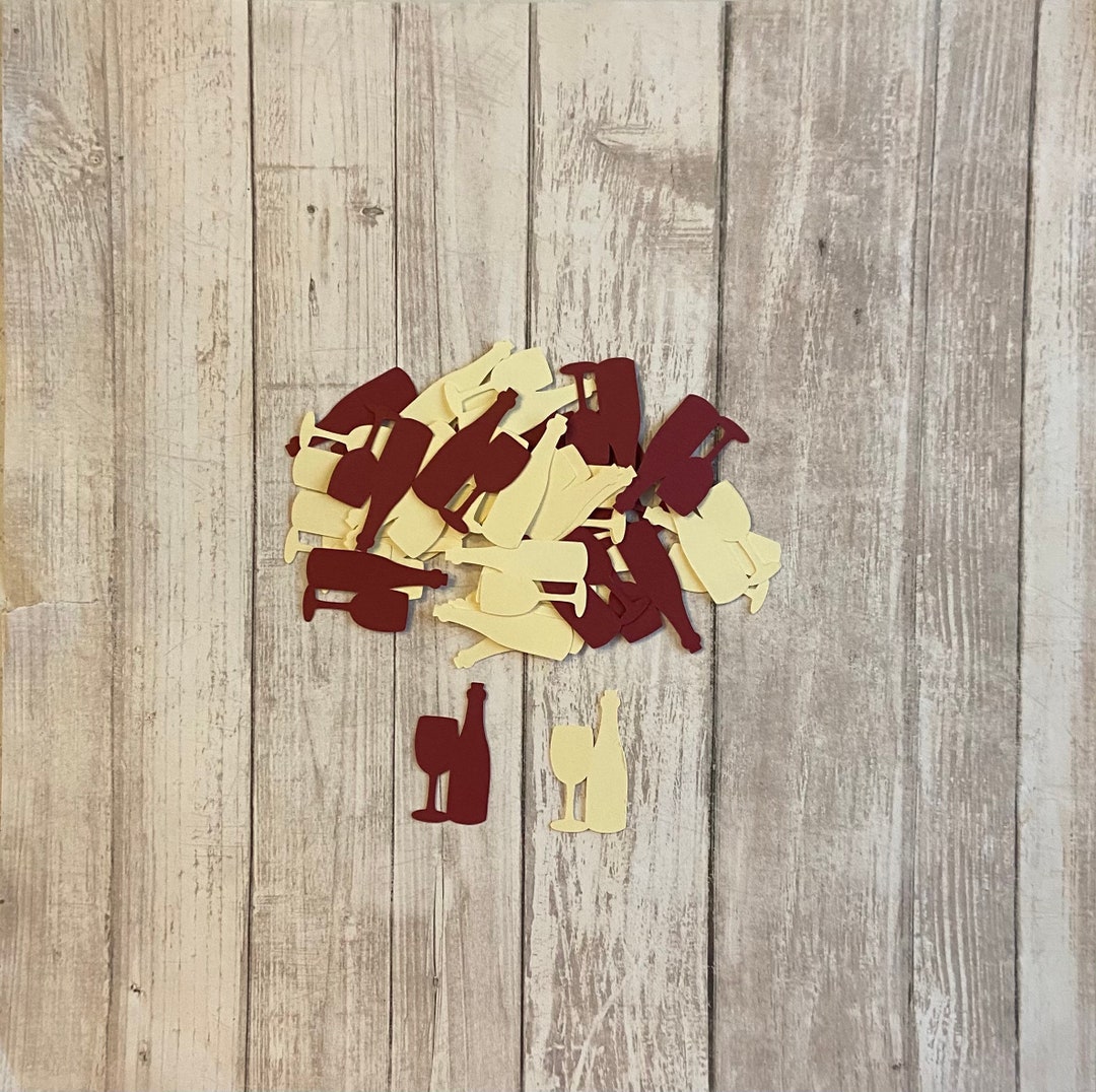 100 Red and Ivory Wine Bottle and Glass Confetti, Bachelorette, Wine ...