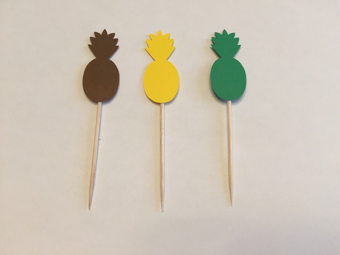 24 pineapple toothpicks luau baby shower luau birthday luau | Etsy