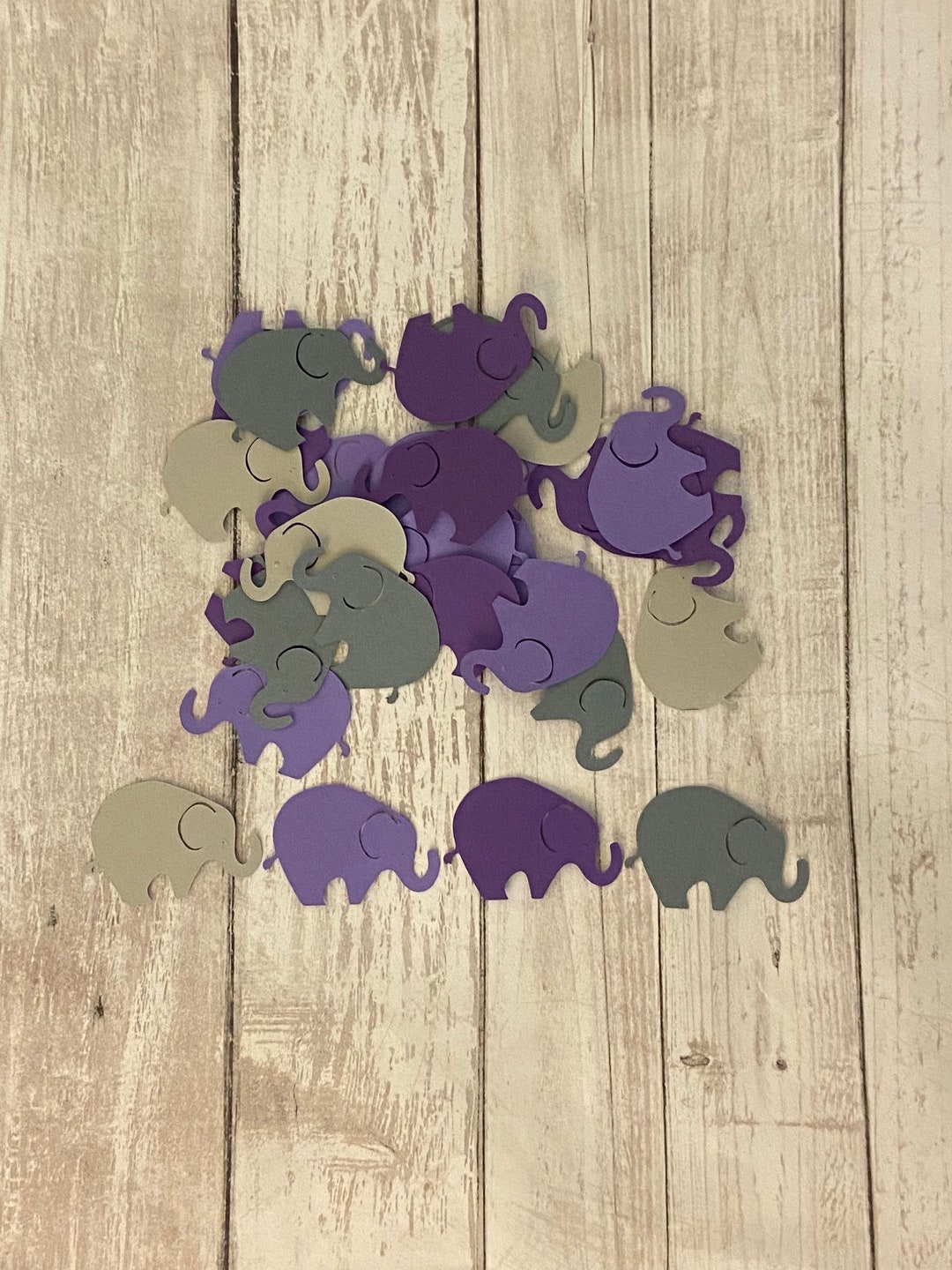 100 Assorted Purple and Grey Elephant Confetti, Die Cut Elephant, Baby ...