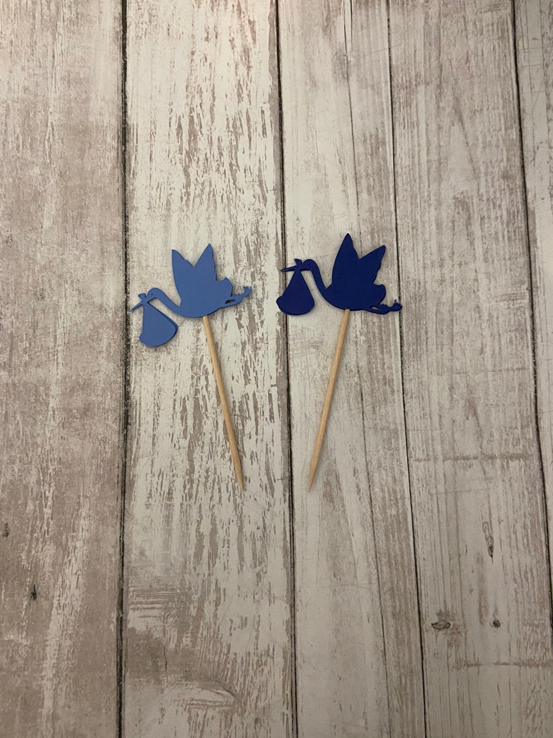 24 Assorted Blue Baby Stork Toothpicks, Baby Shower, Baby Boy Shower ...