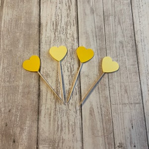24 Yellow Heart Toothpicks, Baby Shower, Birthday, Wedding Shower ...