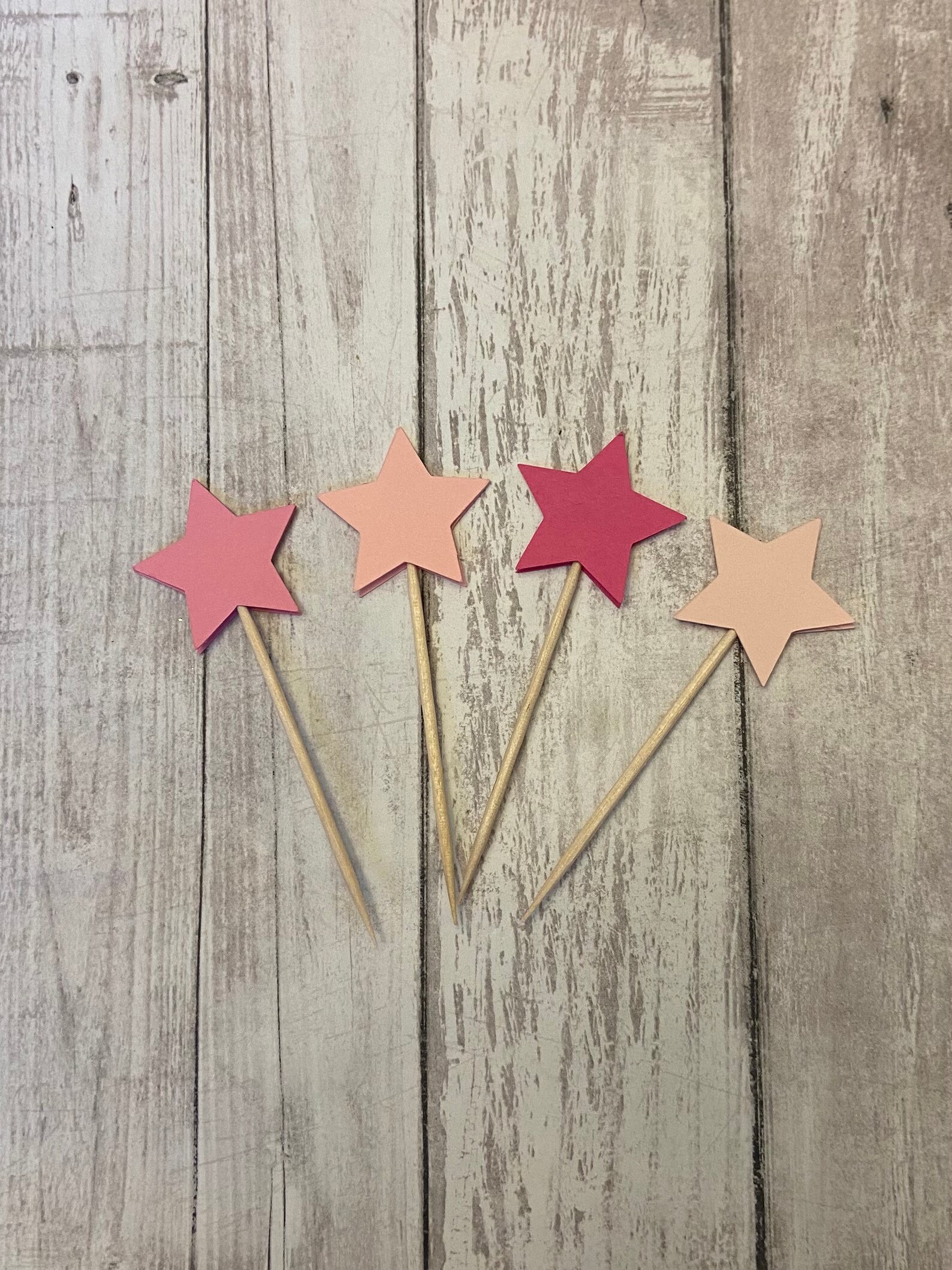 24 Pink Star Toothpicks, Baby Shower, Birthday Party, Wedding ...