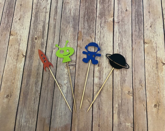 Set of 4 Space Theme Centerpieces Space Cake Toppers Space | Etsy