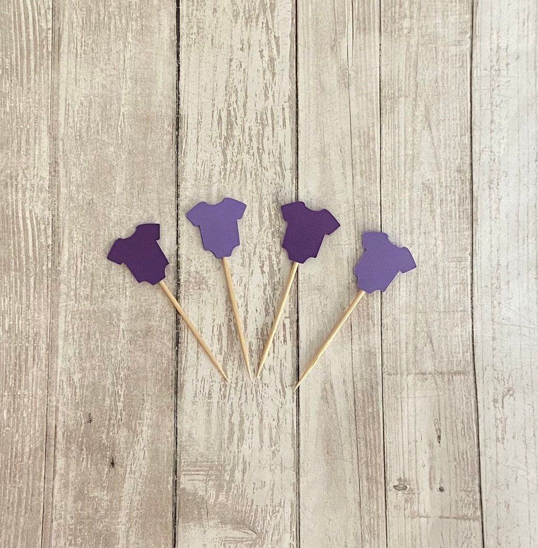 24 Purple Baby Shower Toothpicks, Baby Shower, Baby Girl Shower ...