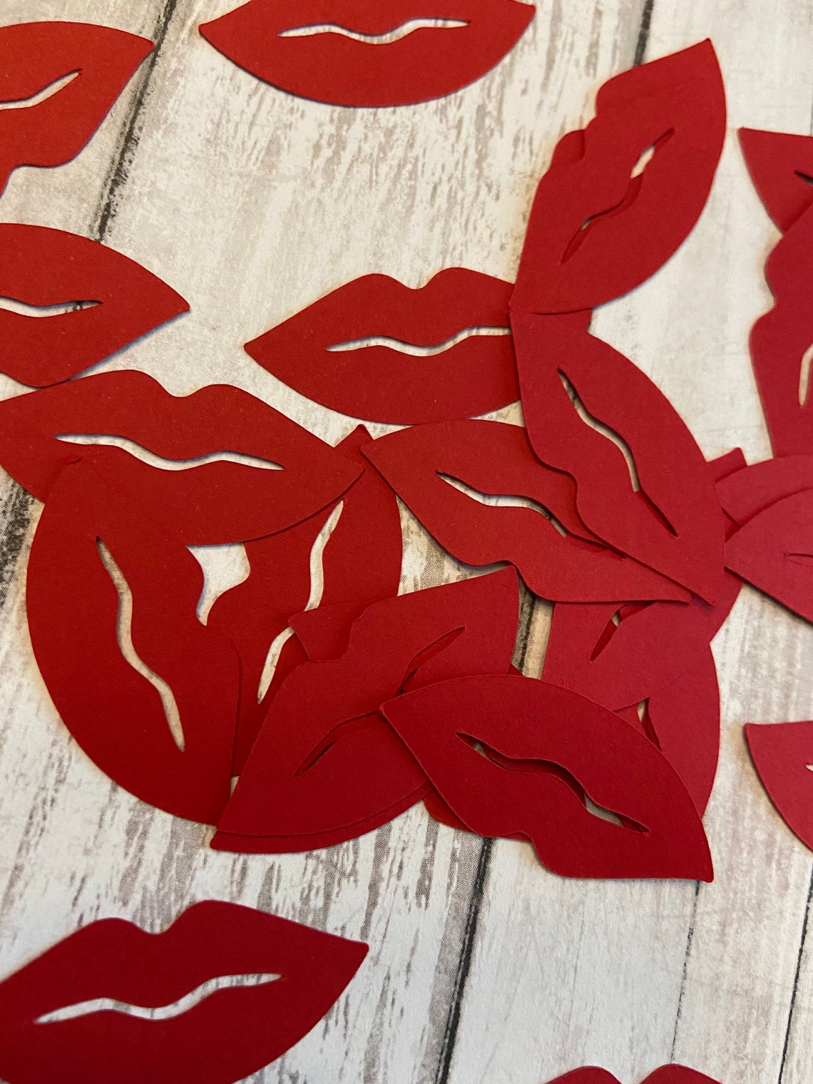 100 Red Lips Confetti, Die Cut Kiss Lips, Wedding Shower, Girls Night ...