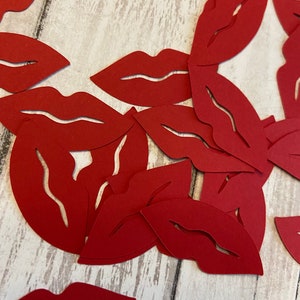 100 Red Lips Confetti, Die Cut Kiss Lips, Wedding Shower, Girls Night ...