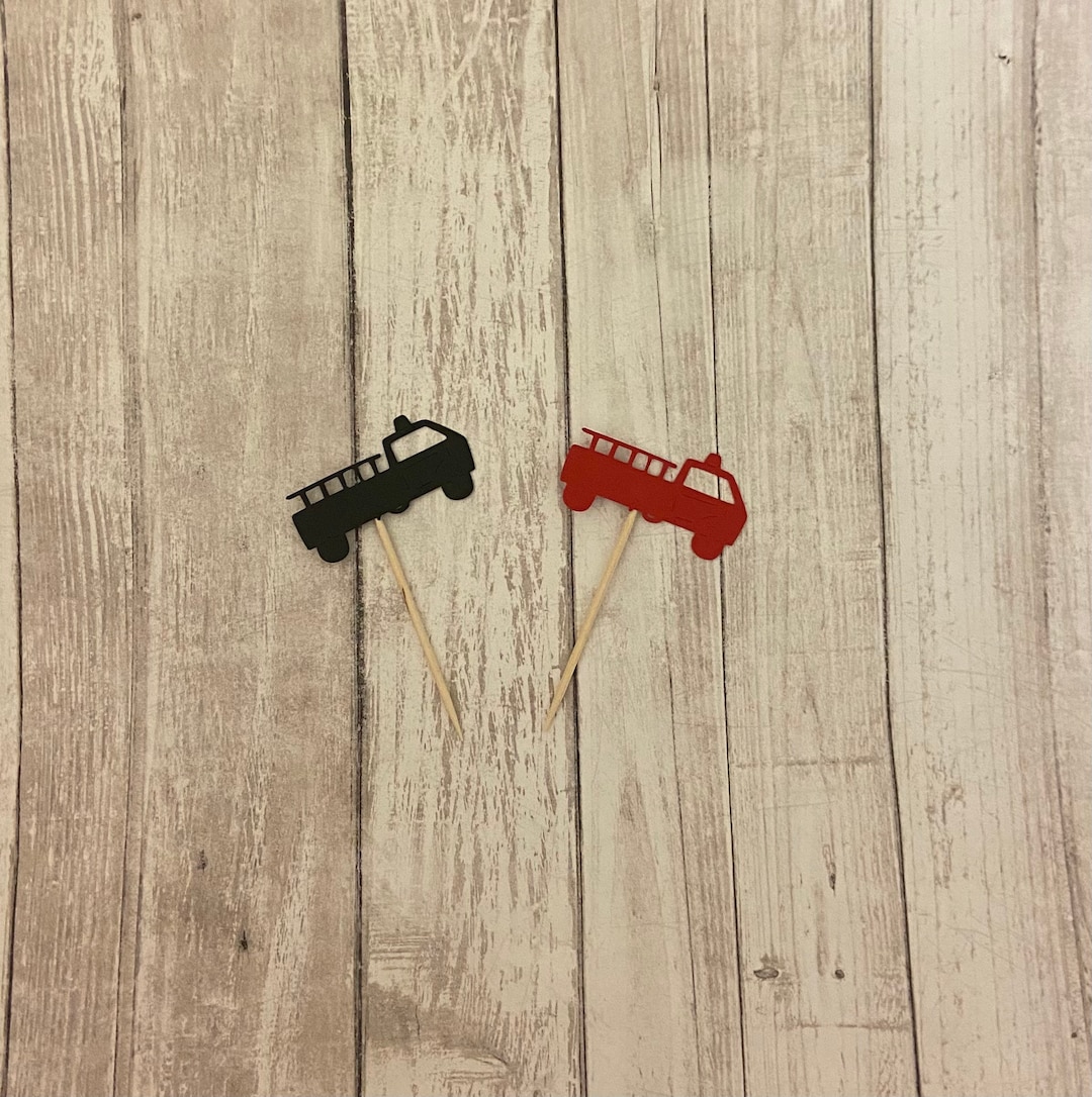 24 Fire Truck Toothpicks, Fire Truck Baby Shower, Fire Truck Birthday ...
