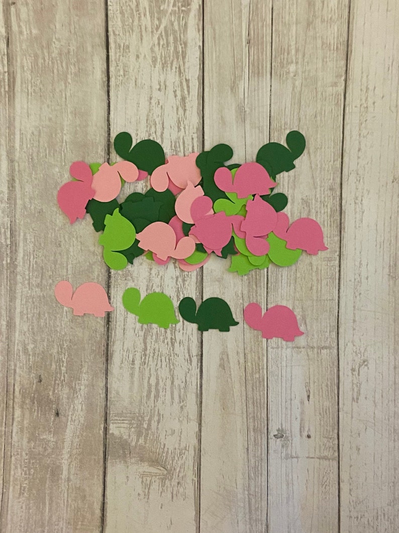 100 Assorted Green and Pink Turtle Confetti, Die Cut Turtle, Baby ...