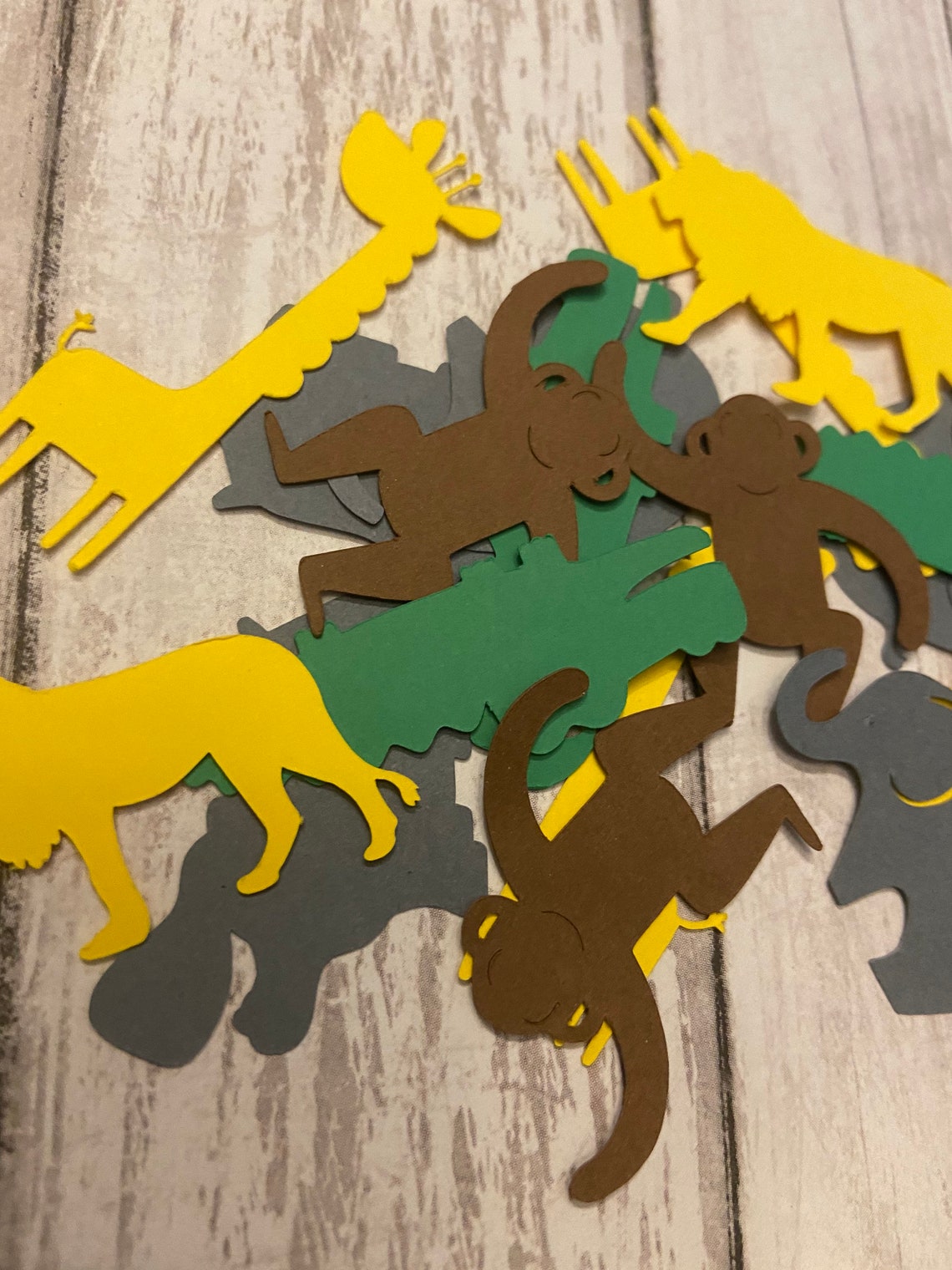 100 Assorted Jungle Animal Confetti, Die Cut Animals, Baby Shower ...