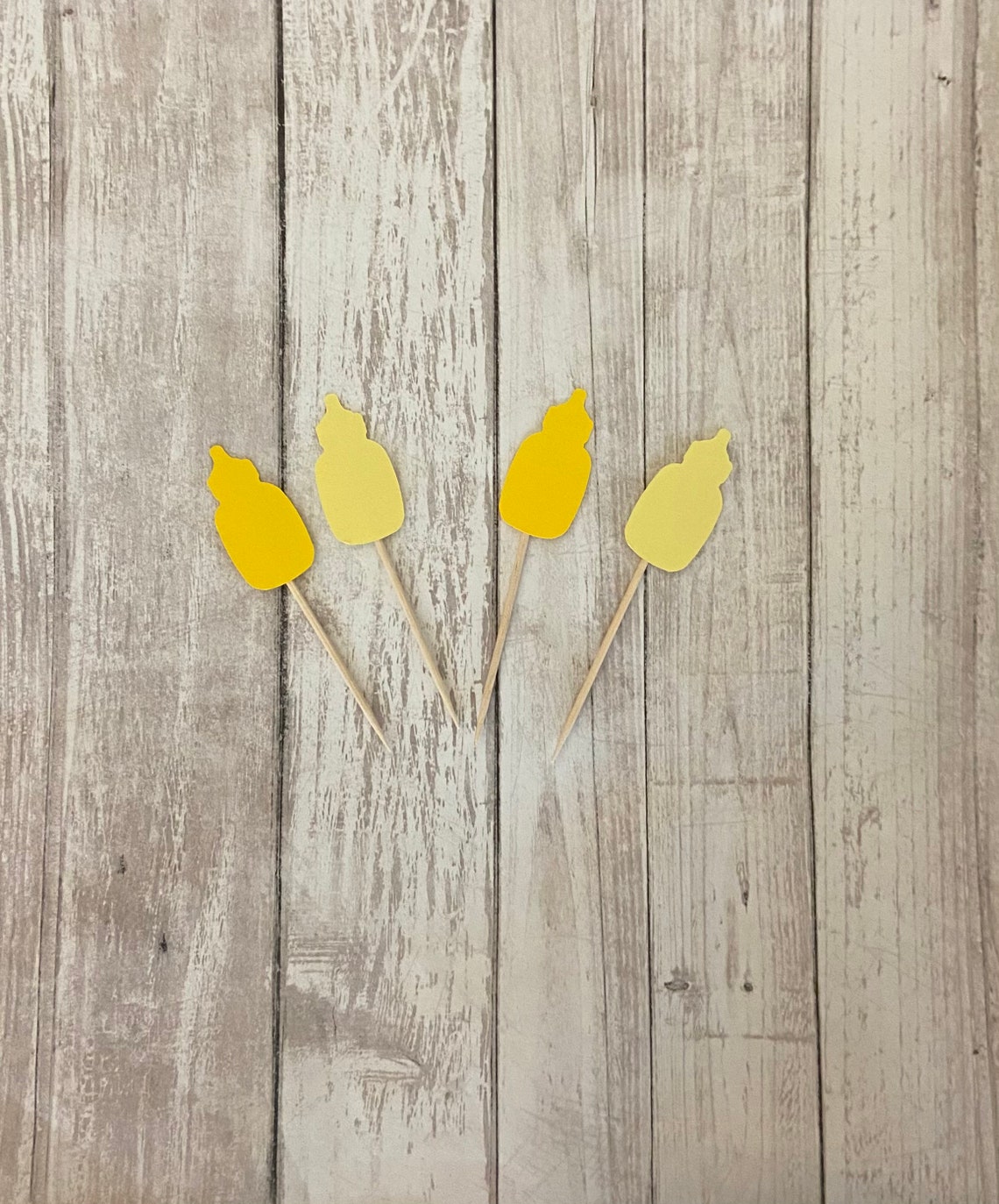 24 Yellow Baby Bottle Toothpicks, Baby Shower, Neutral Baby Shower ...
