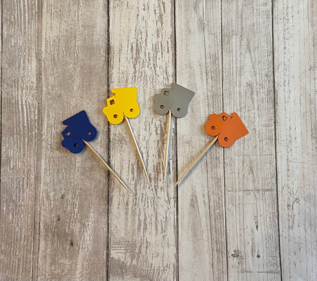 24 Dump Truck Toothpicks, Construction Baby Shower, Construction ...