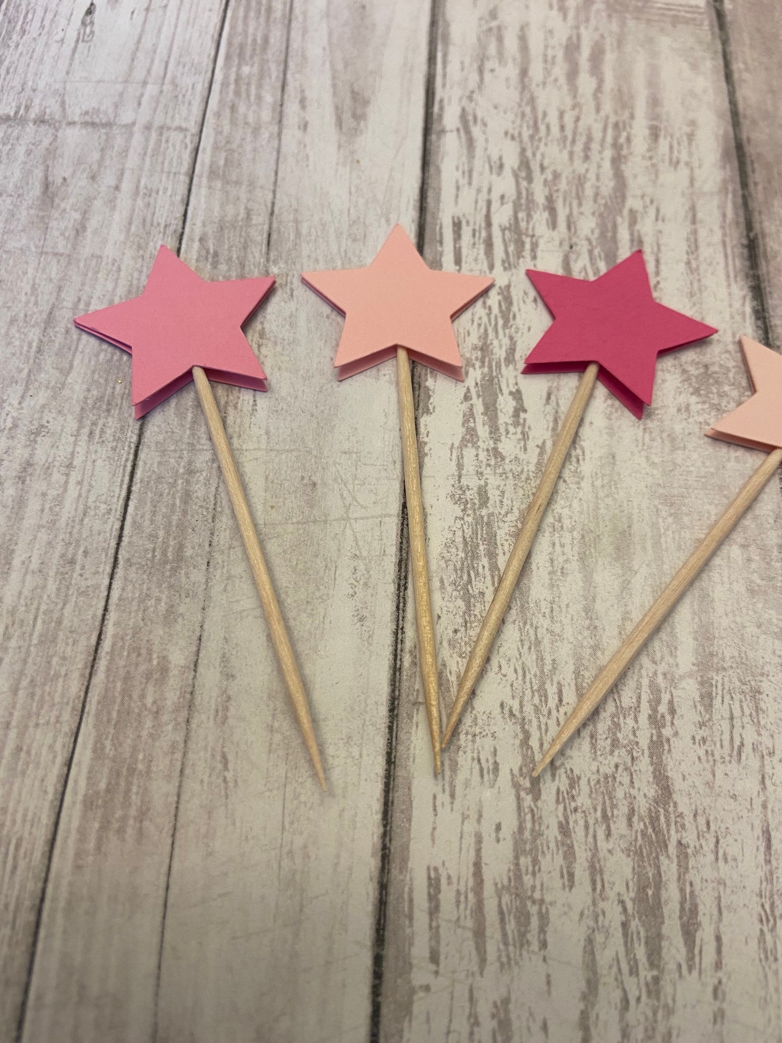 24 Pink Star Toothpicks, Baby Shower, Birthday Party, Wedding ...