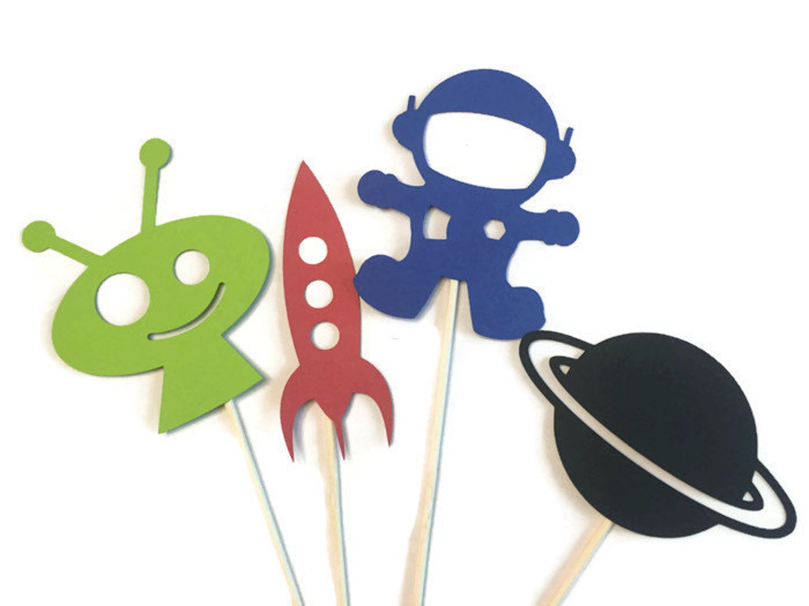 Set of 4 Space Theme Centerpieces Space Cake Toppers Space | Etsy