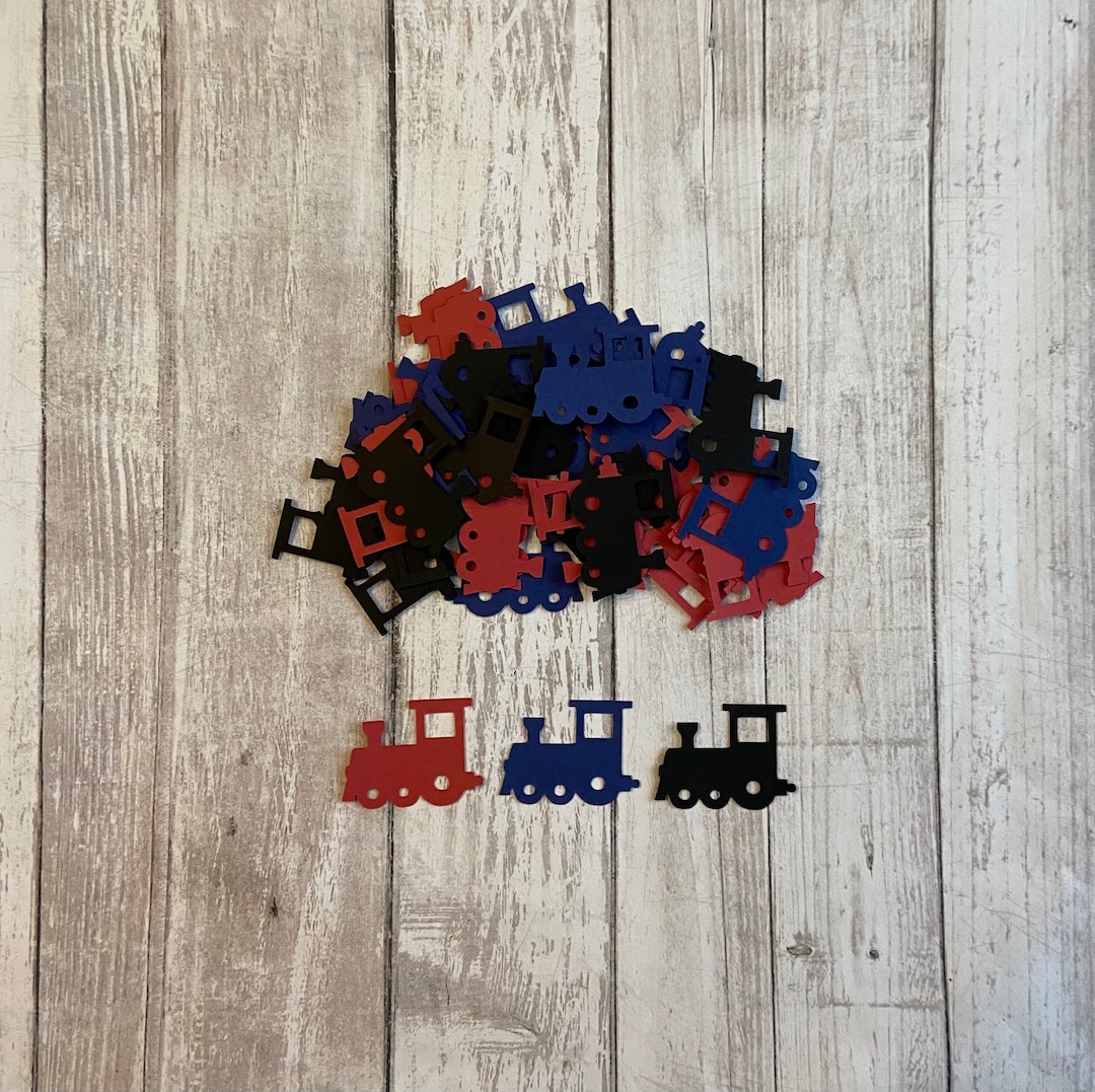 100 Assorted Train Confetti, Die Cut Train, Baby Shower, Train Theme ...