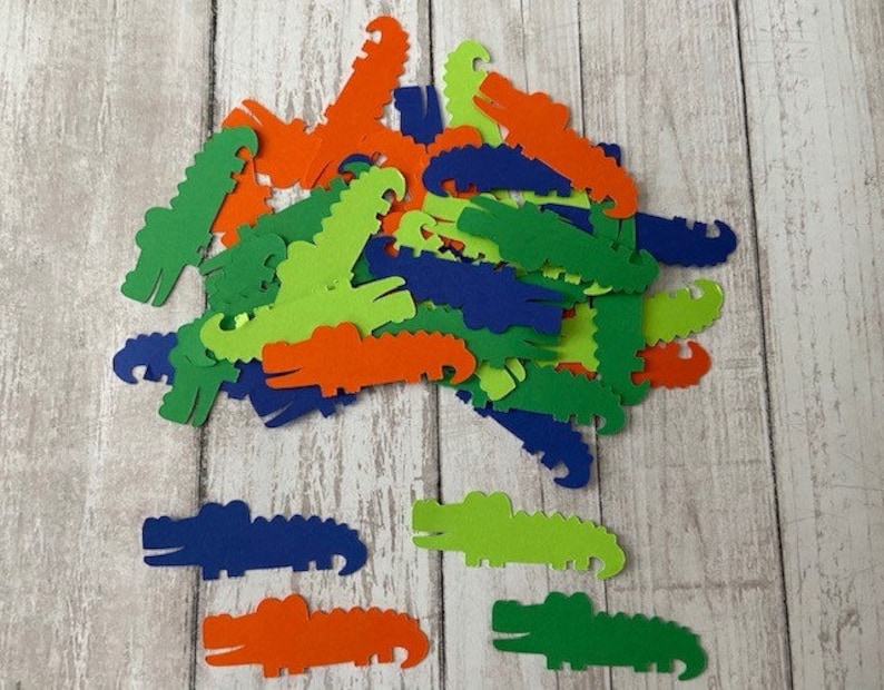 100 Assorted Alligator Confetti, Die Cut Alligators, Baby Shower ...