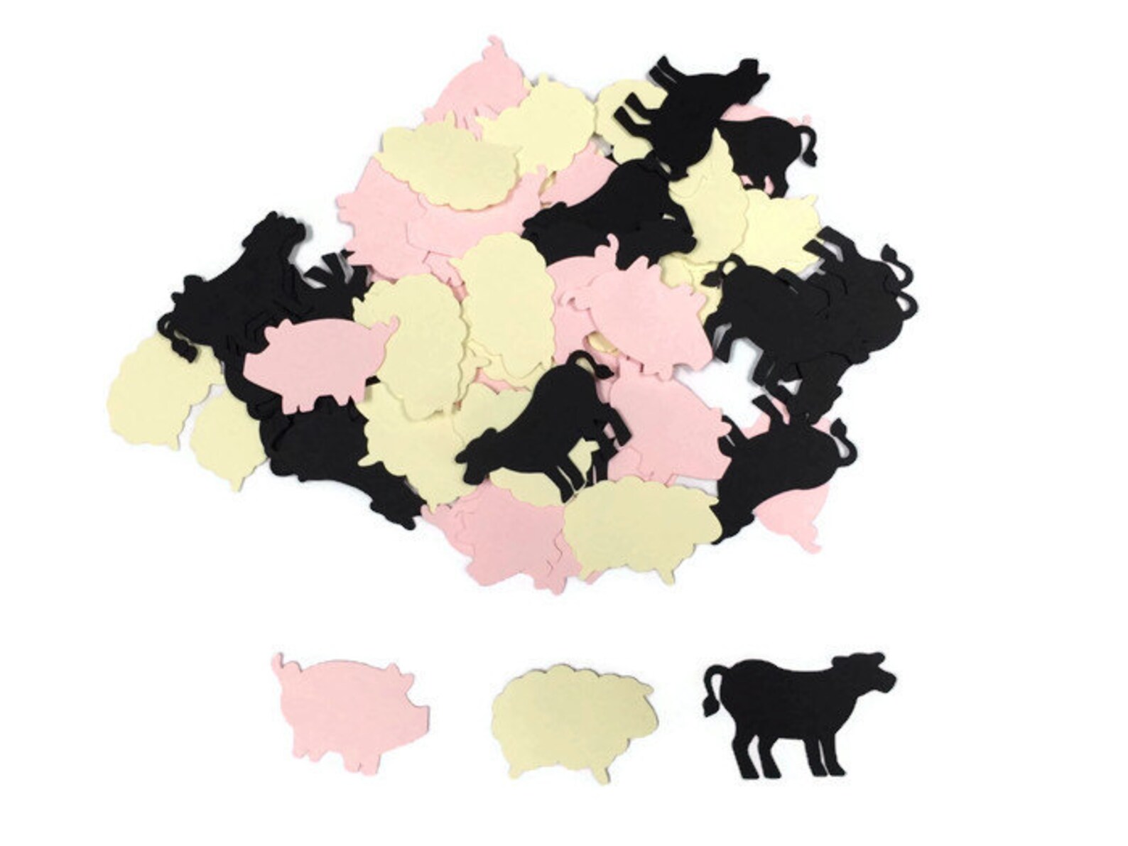 100 Assorted Cow Pig and Sheep Confetti, Die Cut, Farm Baby Shower ...