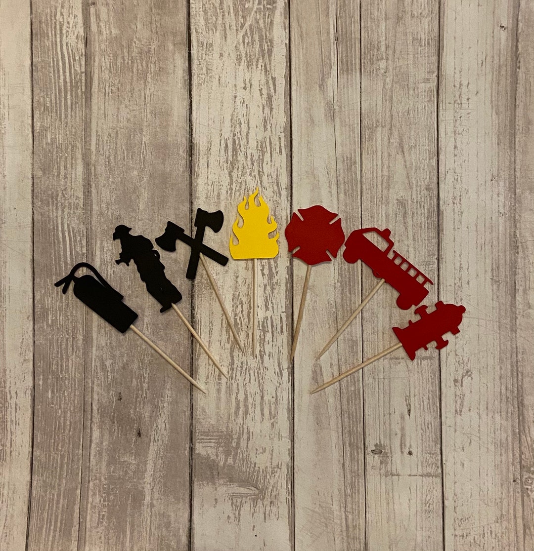 24 Fire Theme Toothpicks, Fireman Baby Shower, Fire Truck Birthday ...