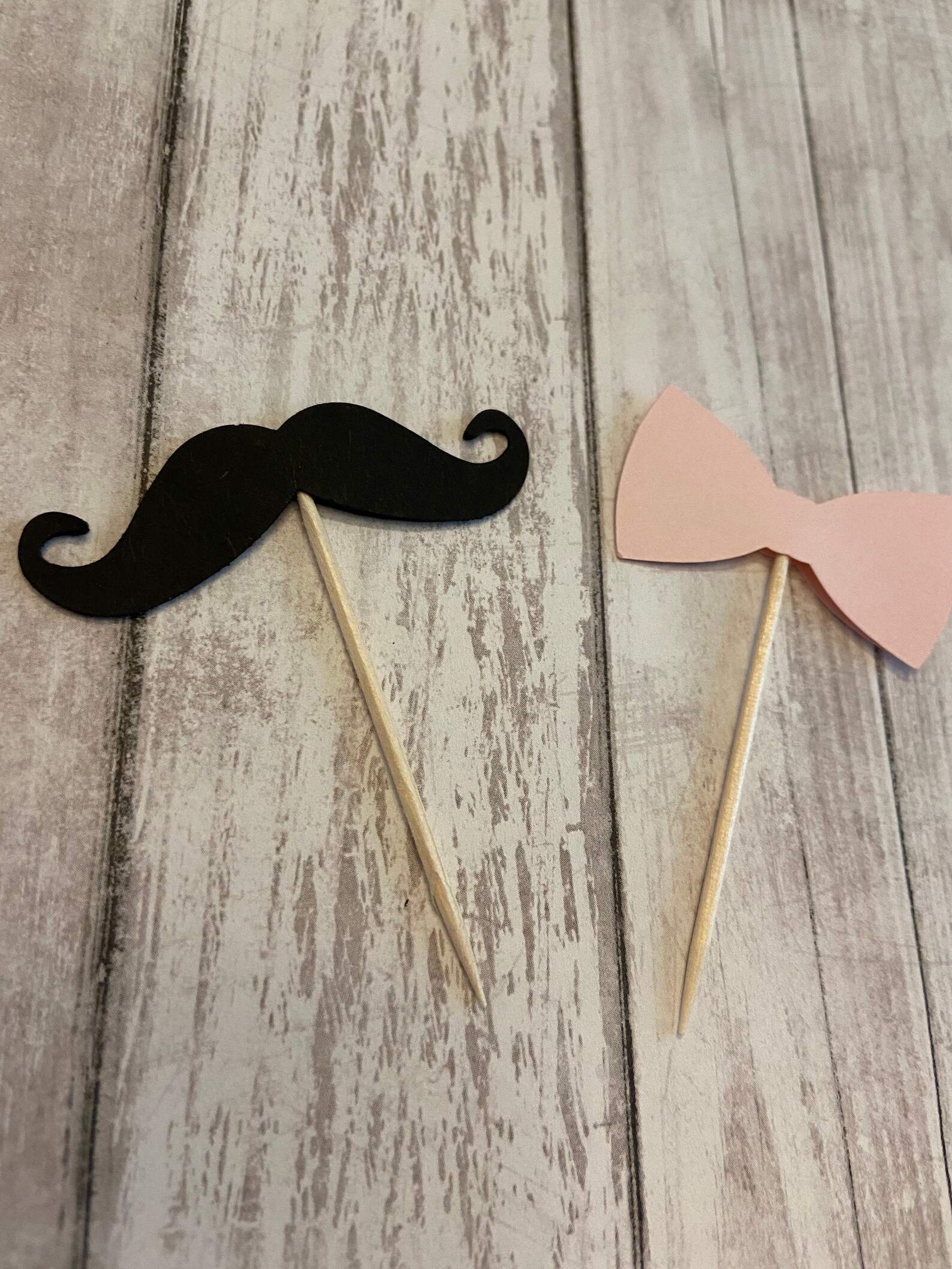 24 Mustache and Bow Toothpicks, Twin Baby Shower, Mustache Birthday ...
