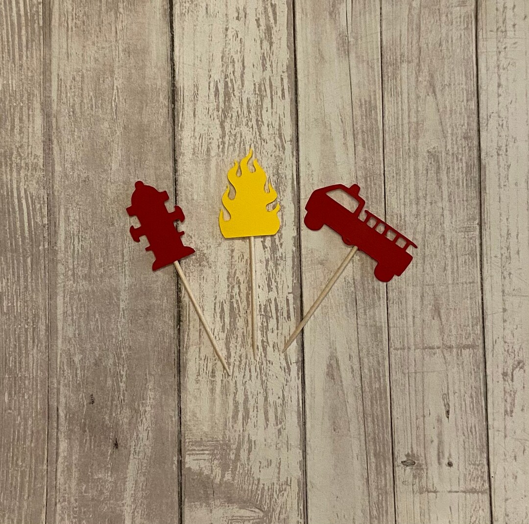 24 Fire Theme Toothpicks, Fireman Baby Shower, Fire Truck Birthday ...