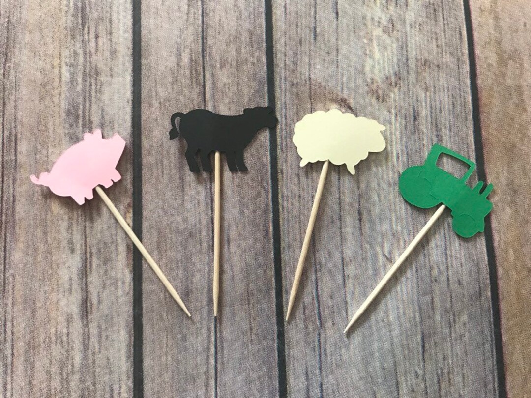 24 Farm Animals Theme Toothpicks, Farm Theme Baby Shower, Birthday ...
