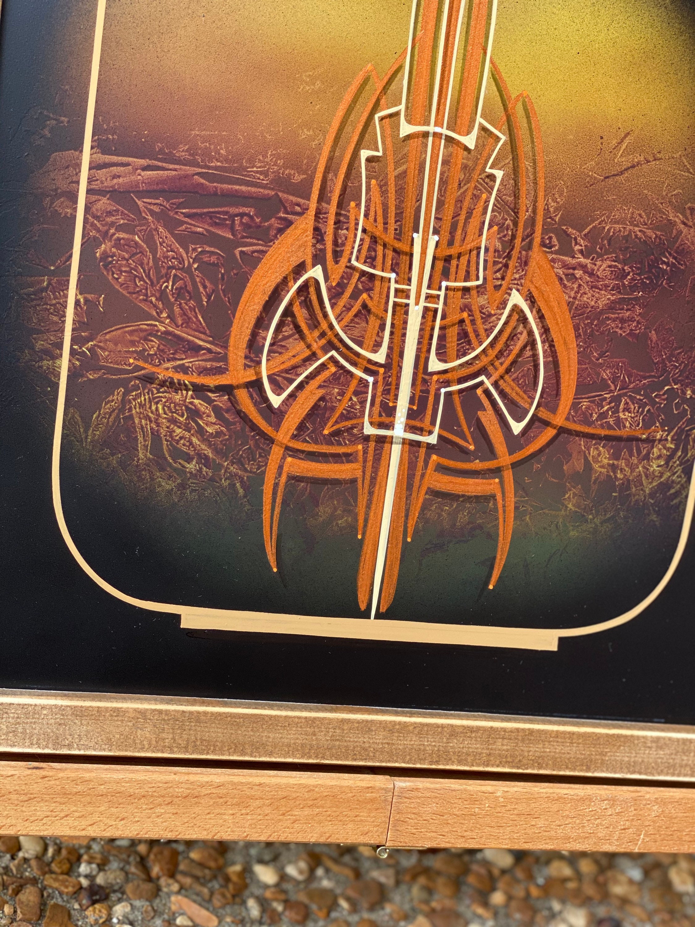 Space Style Airbrushed Background Metallic Copper Pinstriping 12 x 15 ...