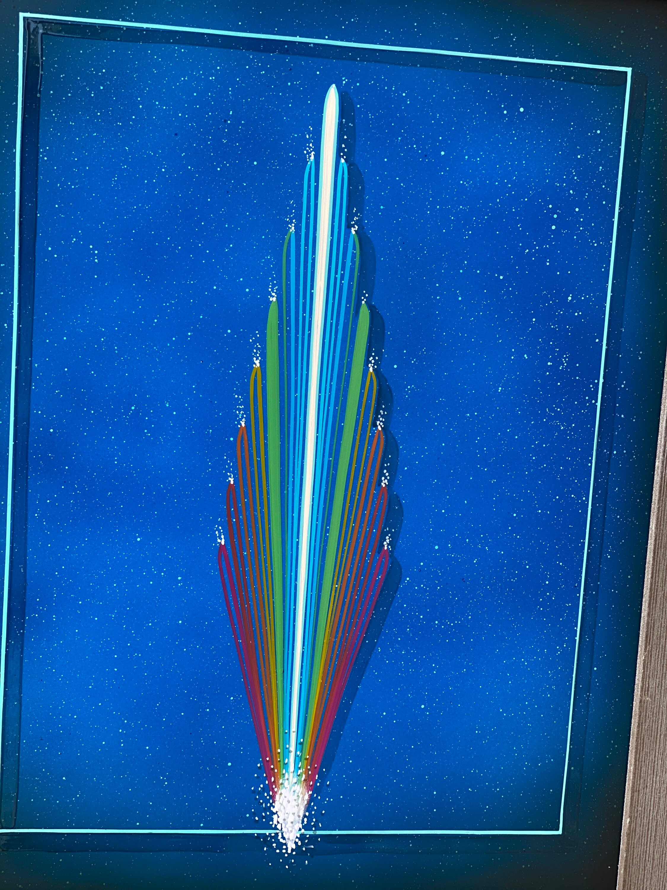 Blue Airbrushed Background with Color Blended Pinstriping 14.5 x 18 ...