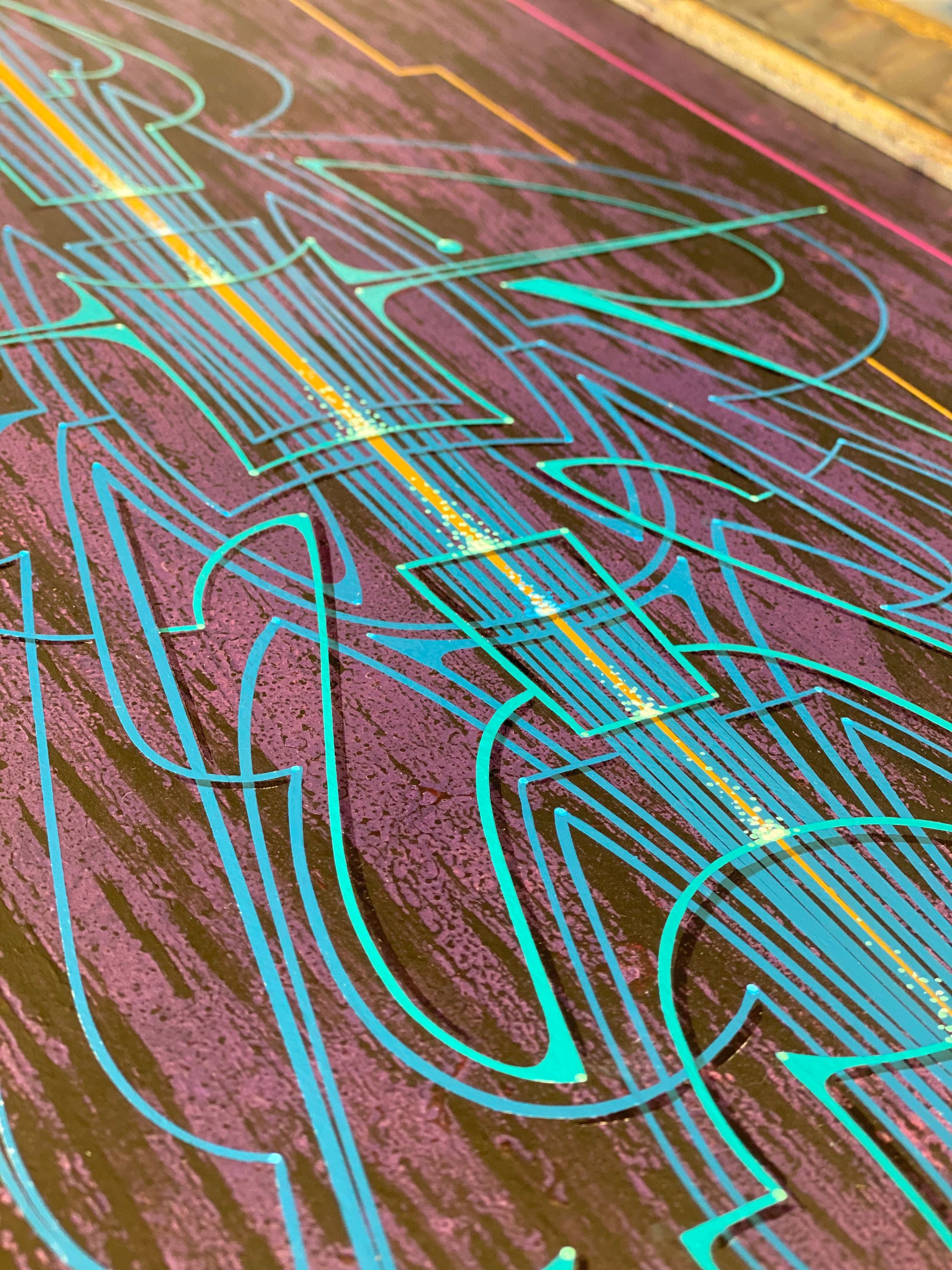 Large Purple Background Blue Pinstriping 33.5 x 19.5 Framed — Music ...