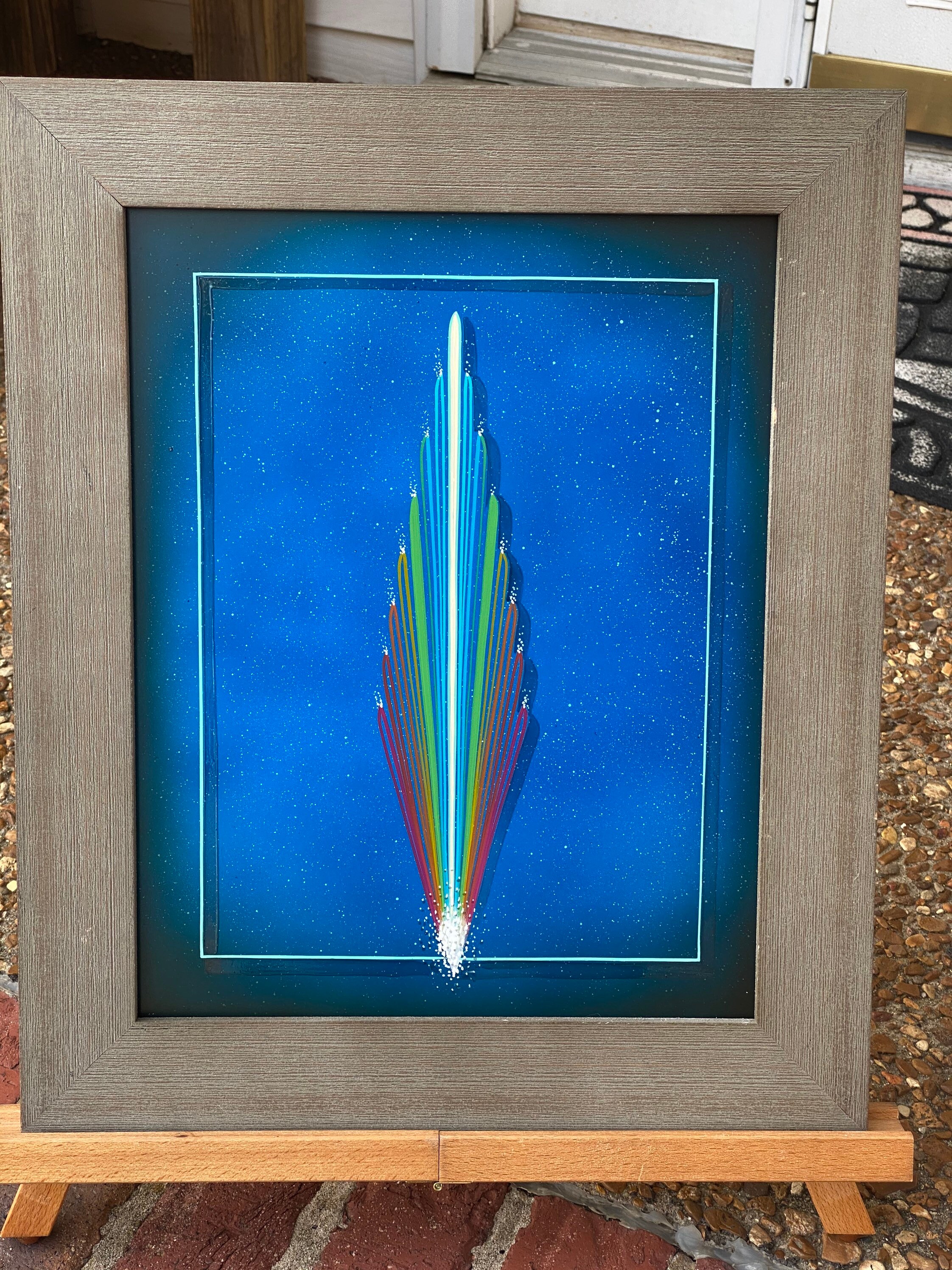 Blue Airbrushed Background with Color Blended Pinstriping 14.5 x 18 ...