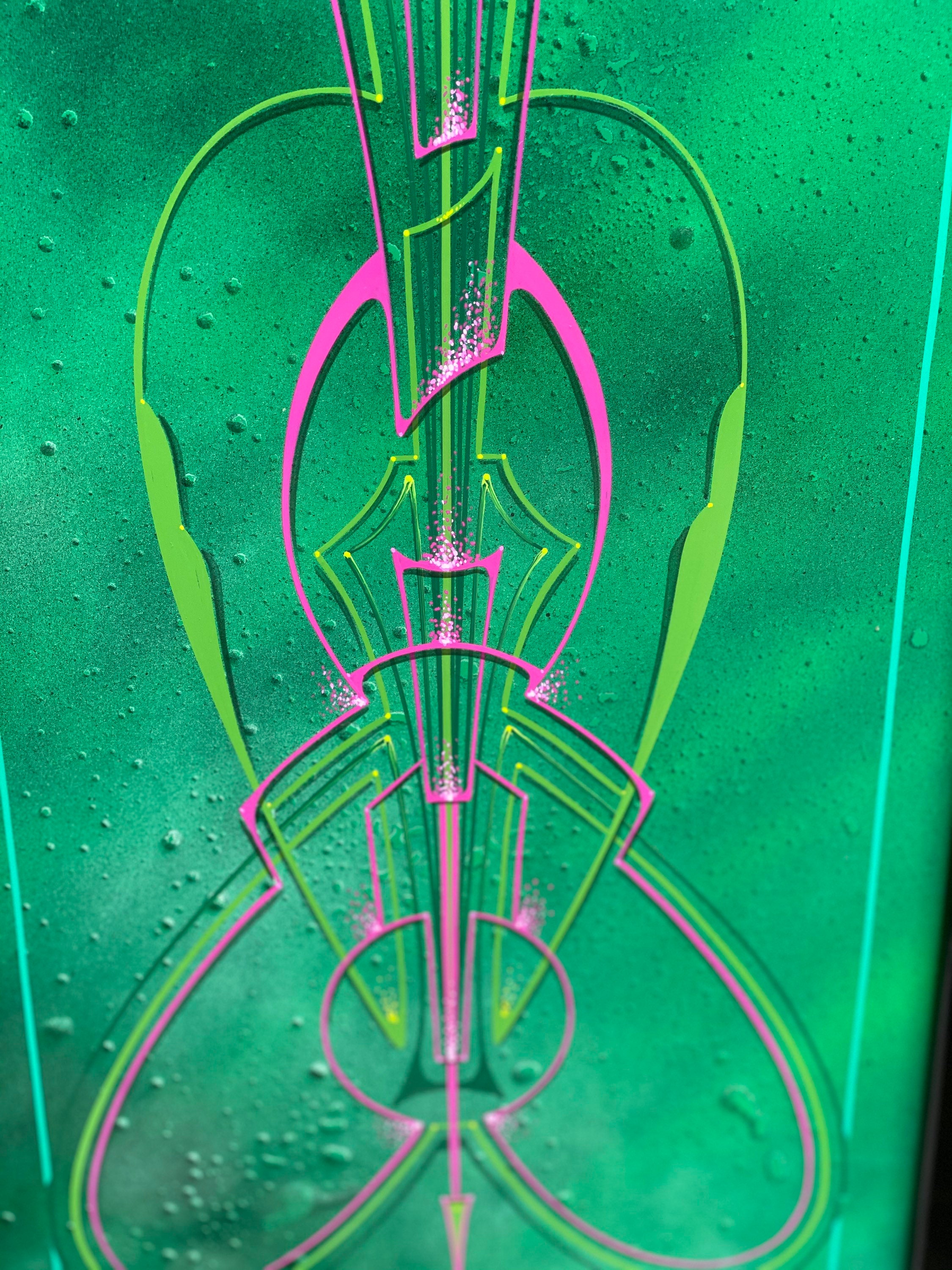 Green Water Drop Background 26 x 12 Framed — Music City Paintworks ...