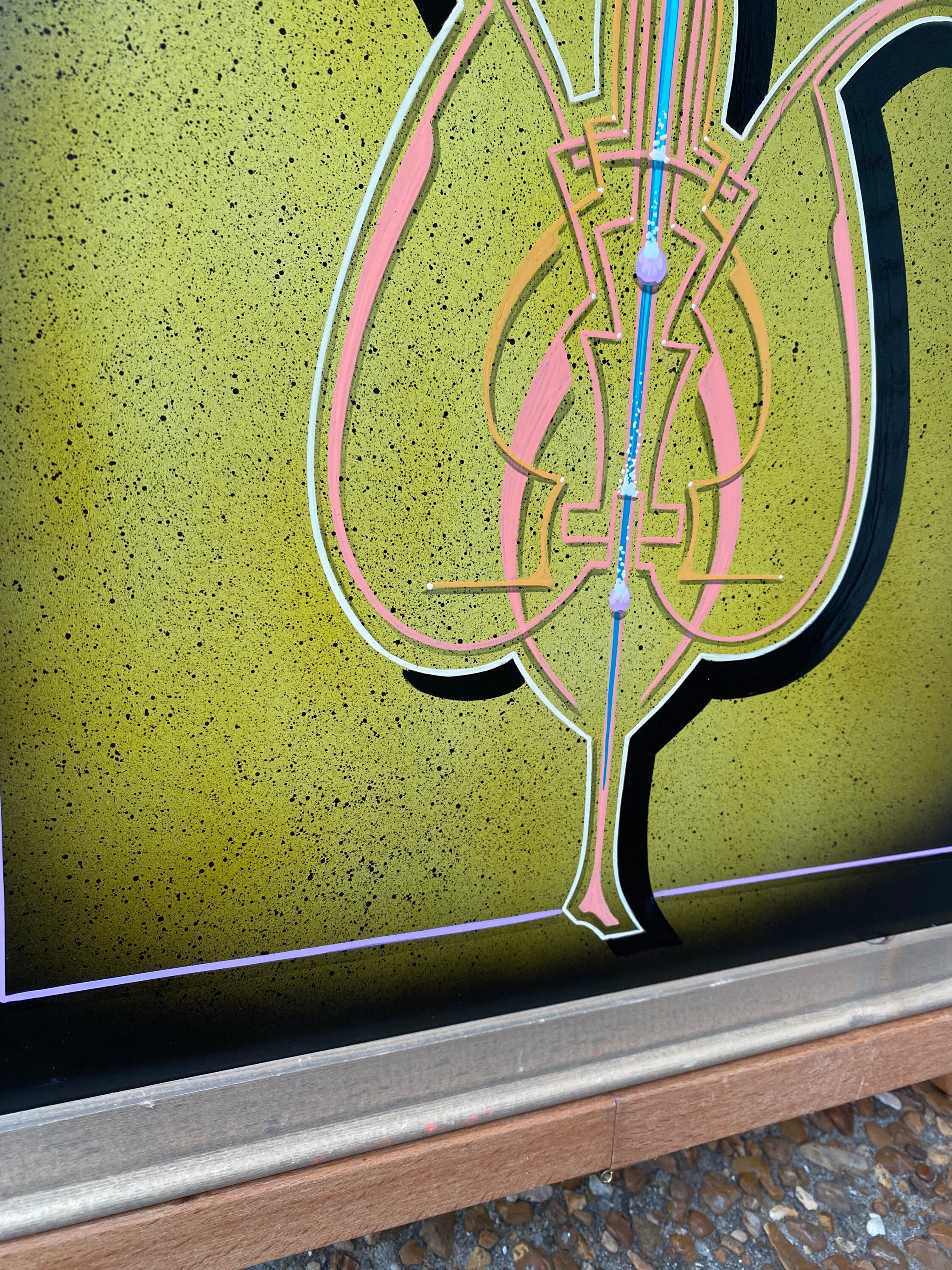 Yellow and Black on Sign Board 16 x 16 Framed — Music City Paintworks ...