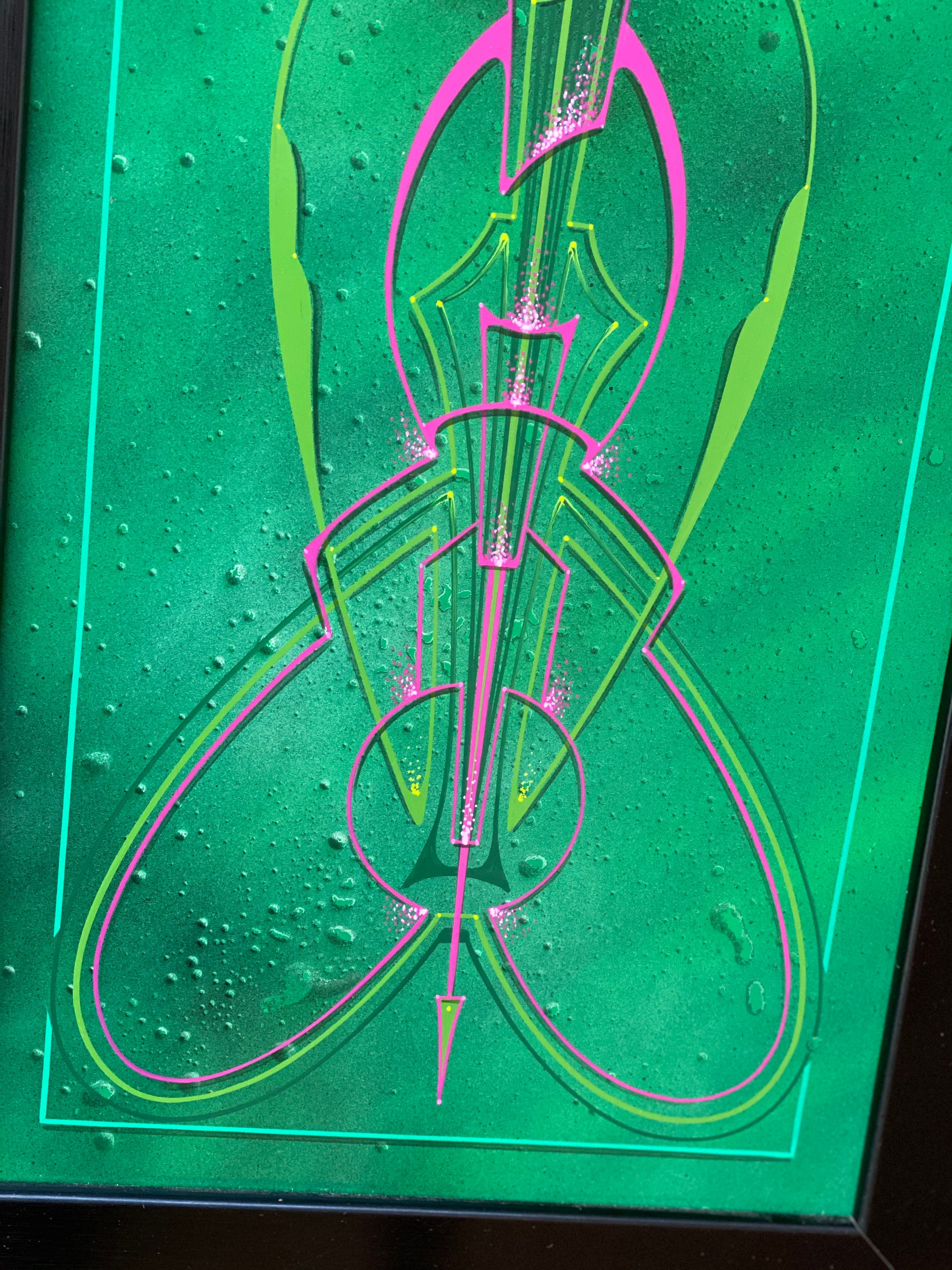 Green Water Drop Background 26 x 12 Framed — Music City Paintworks ...