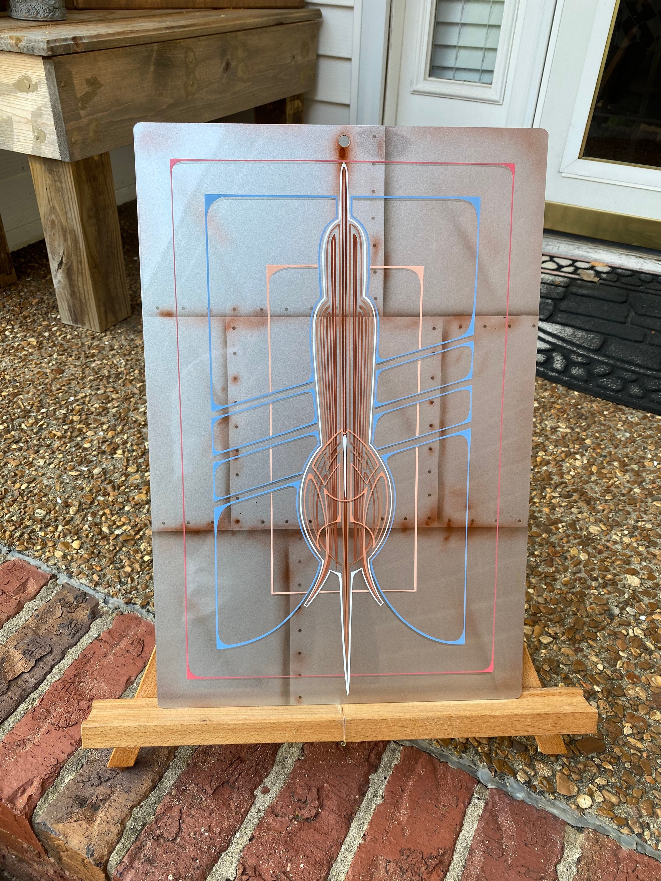 Airbrushed Faux Rusted Riveted Metal 12 x 18 on Lightweight Thin ...