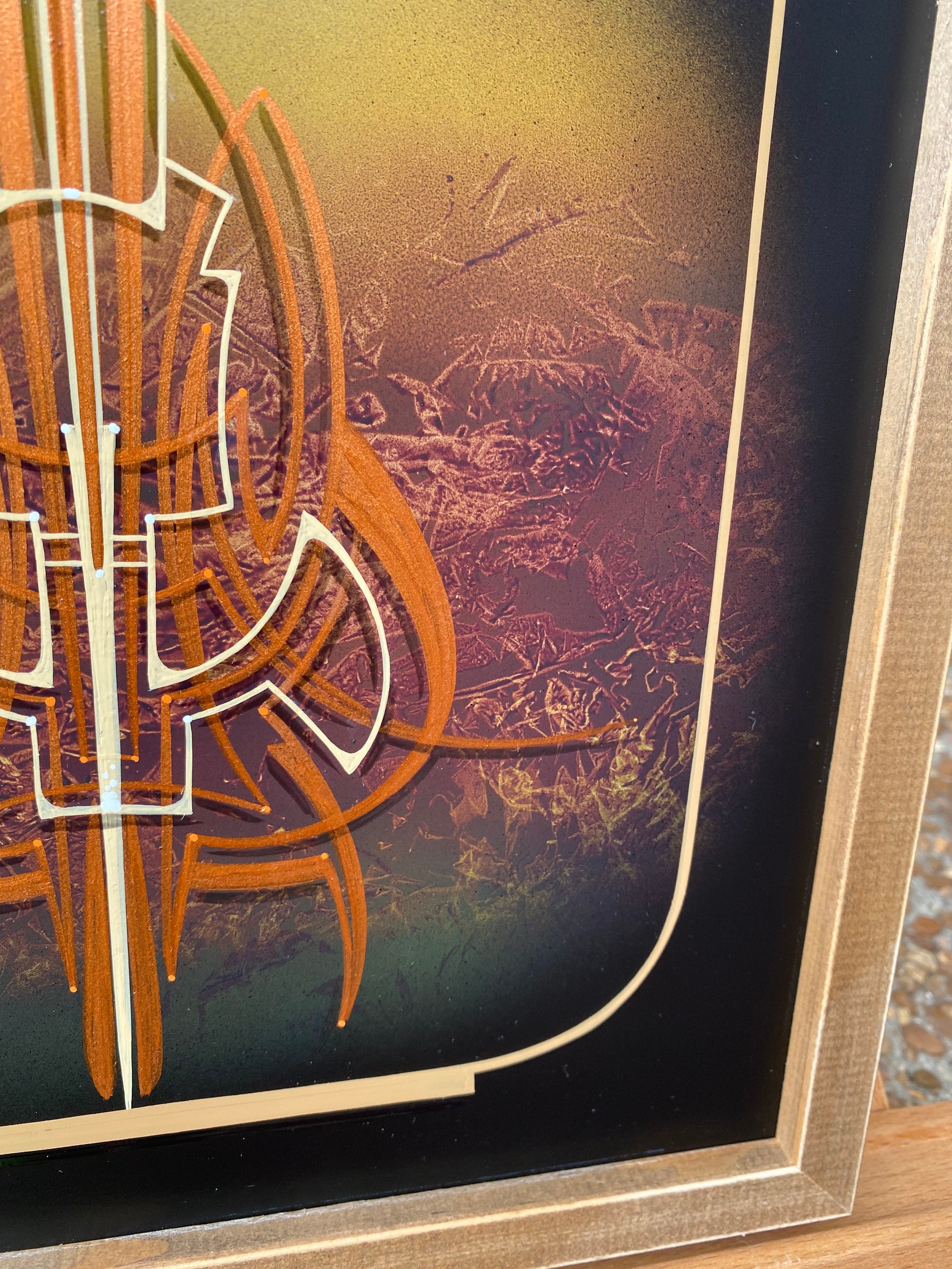 Space Style Airbrushed Background Metallic Copper Pinstriping 12 x 15 ...