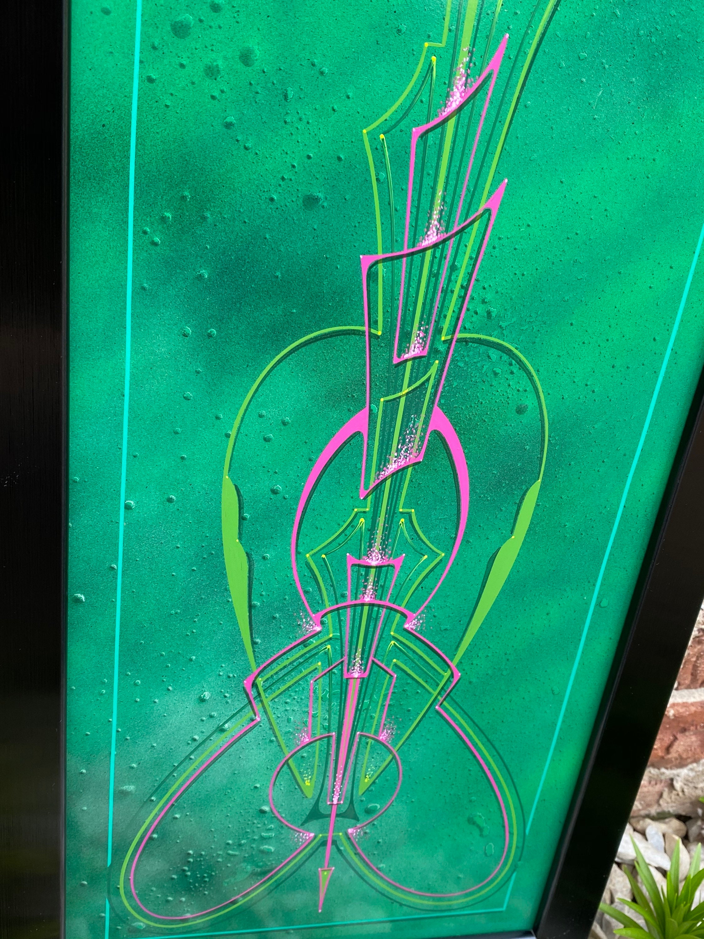 Green Water Drop Background 26 x 12 Framed — Music City Paintworks ...