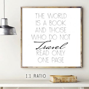The World is a Book, Travel, Printable, Inspirational Quote ...